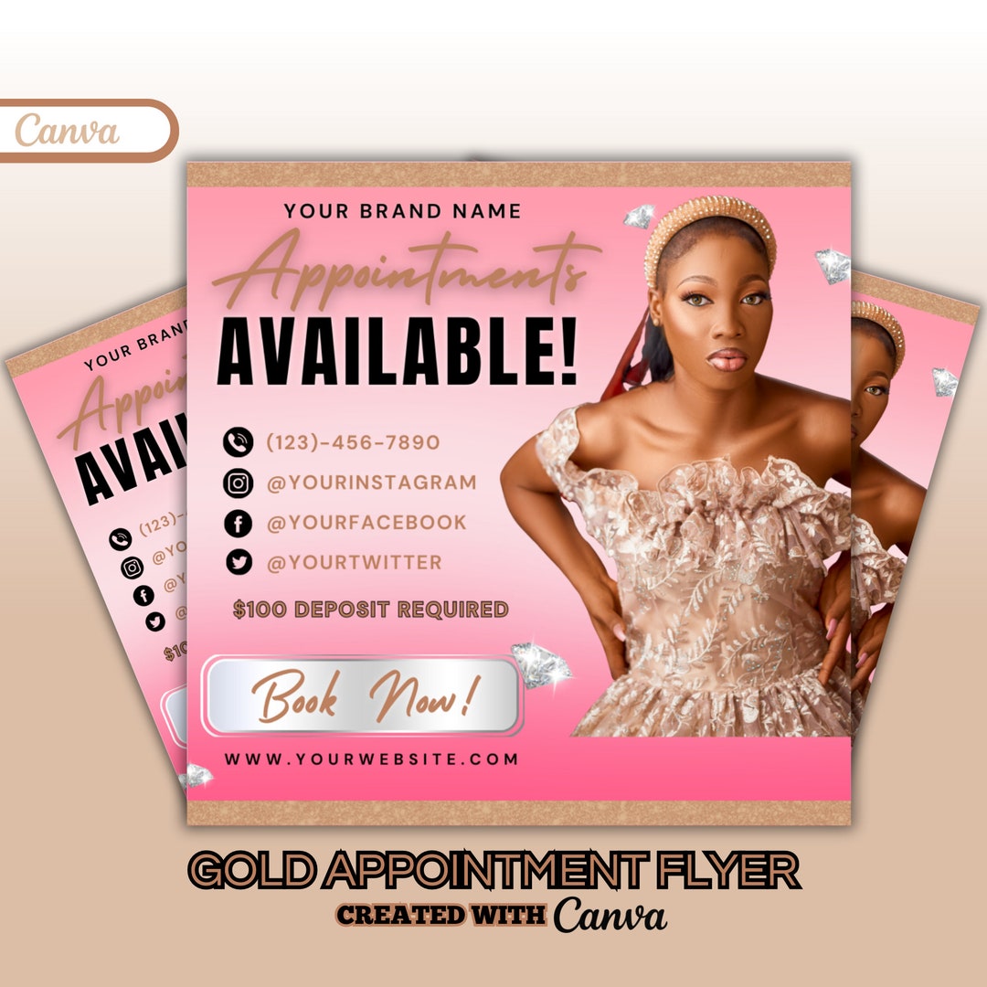 Gold Appointment Flyer, Booking Available Flyer, Social Media Flyer ...