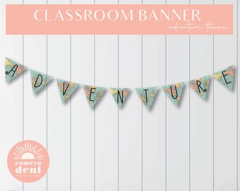 Adventure Awaits Banner Printable Classroom Banners, Geography Tapestry ...
