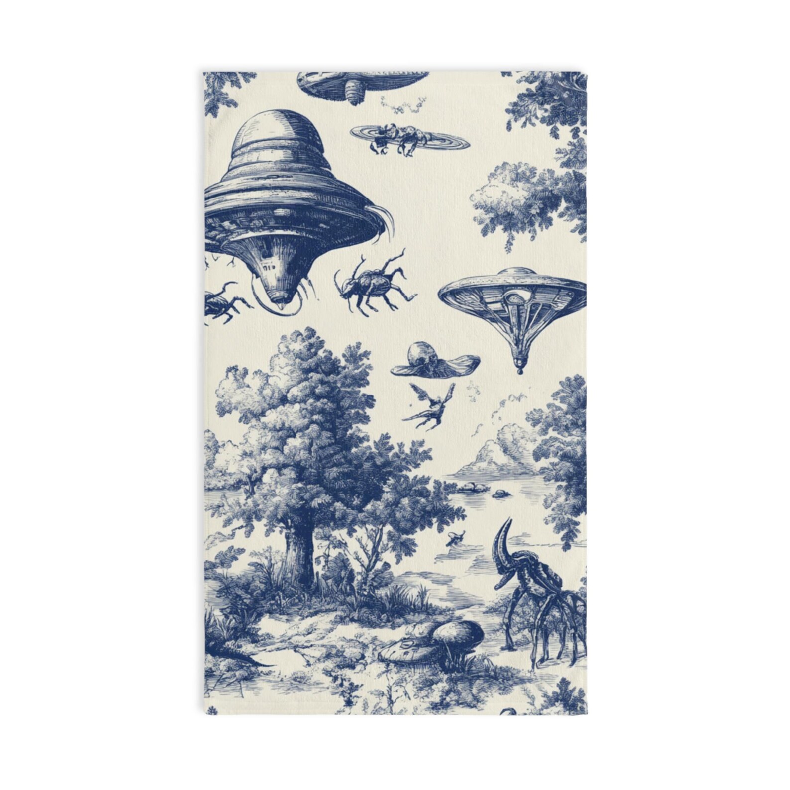 Alien-themed Hand Towel, Navy Toile - Etsy