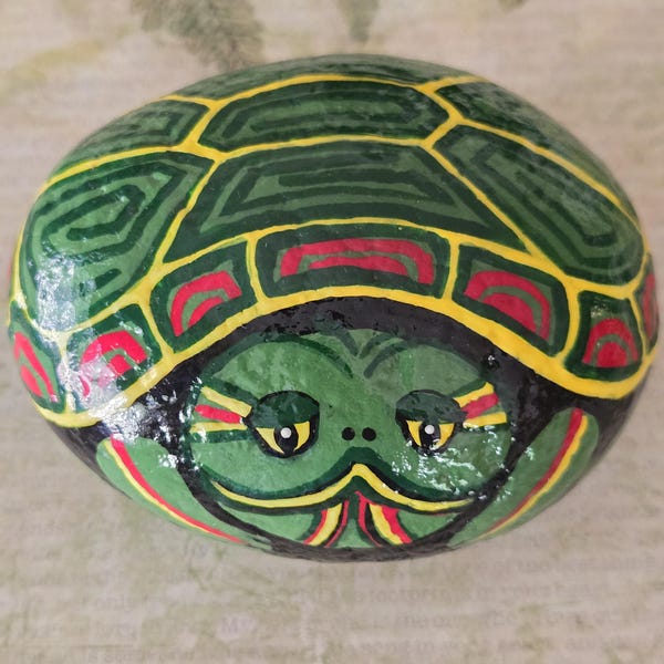 Painted Turtle Rock - Etsy