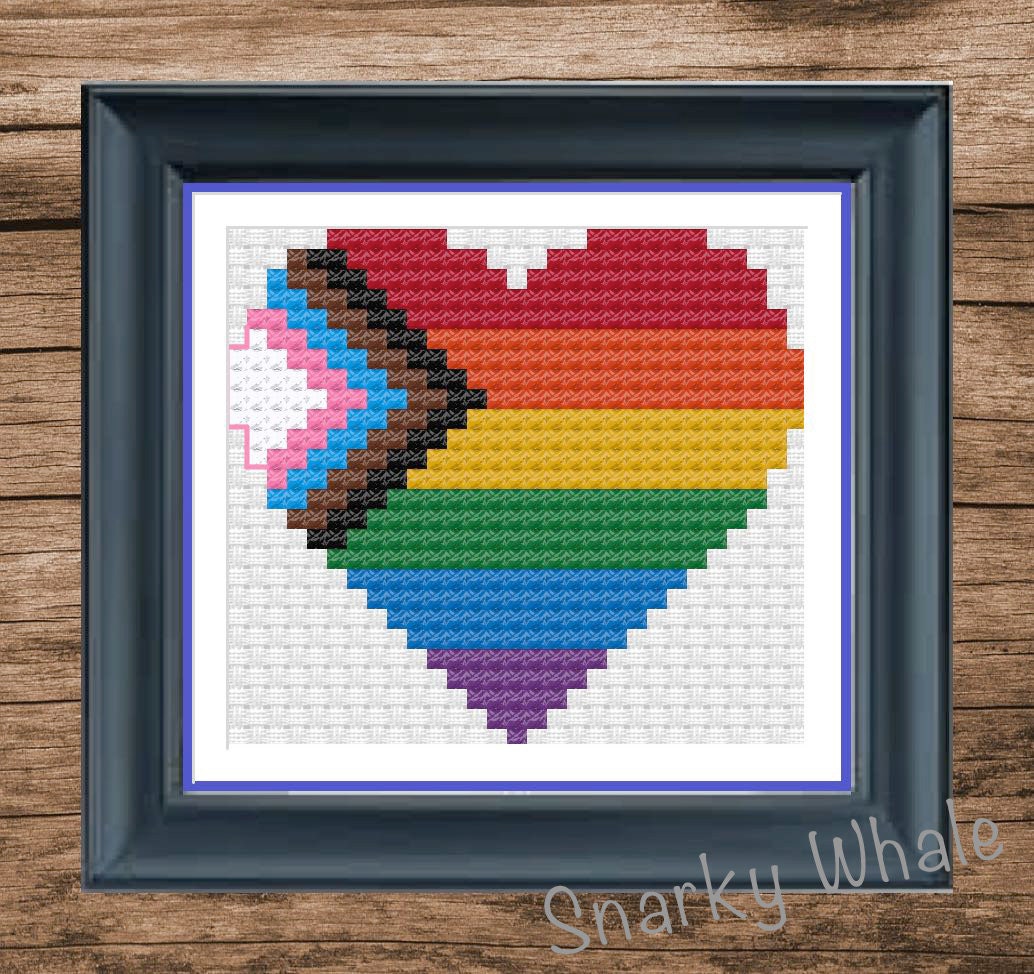 Mini Progress Pride and Rainbow Heart Ornament - Cross Stitch Pattern ...