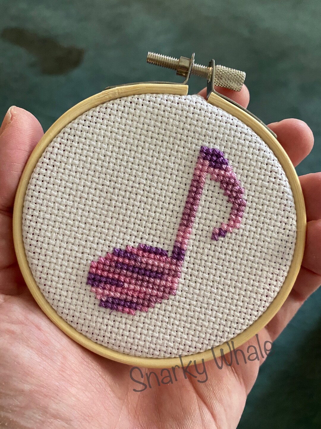 Framed Mixed Pink Music Note, 8th Note Cross Stitch Ornament, Eighth ...