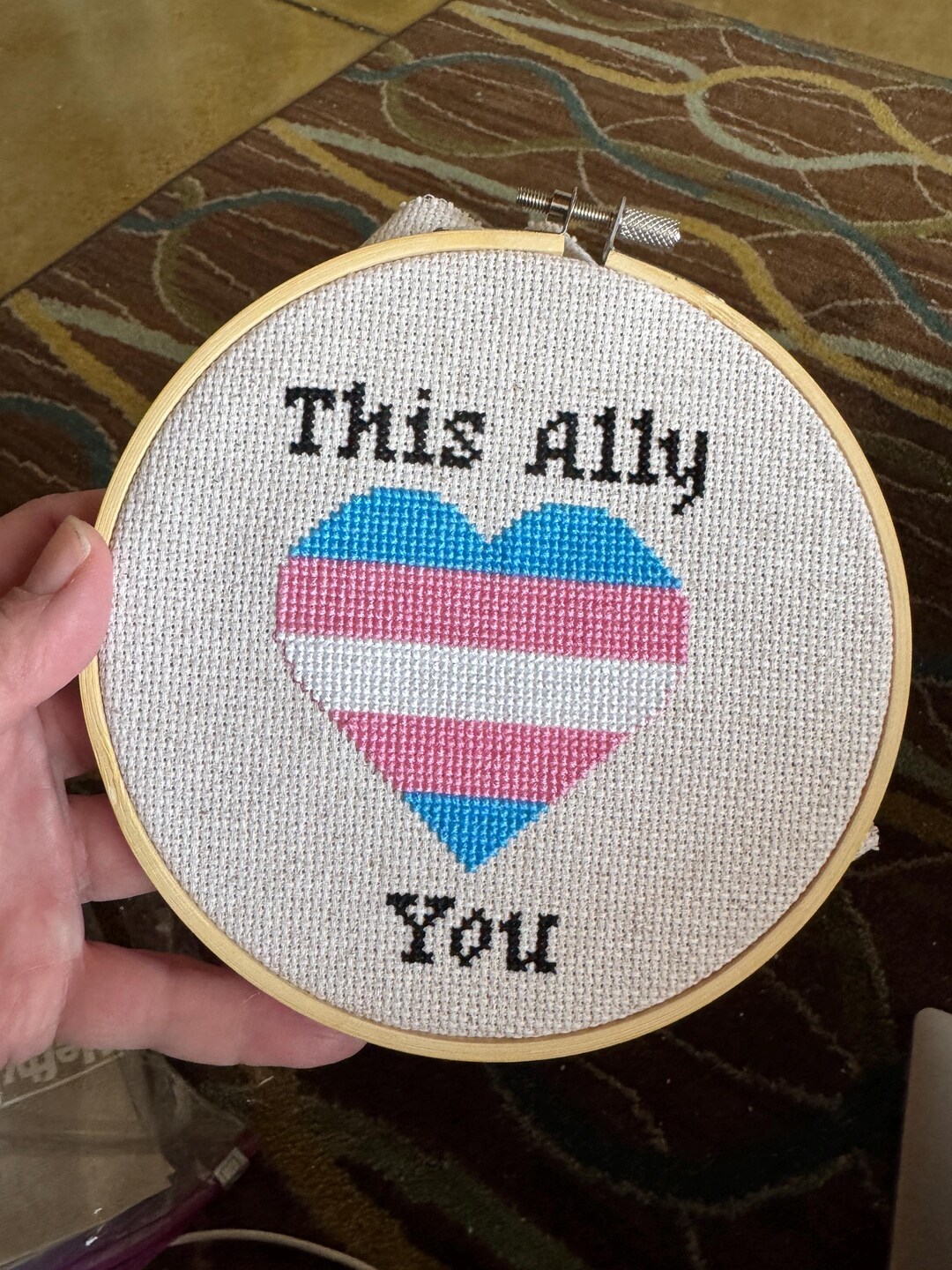 Trans Pride Cross Stitch Pattern for Ally Support - Pink Blue White ...