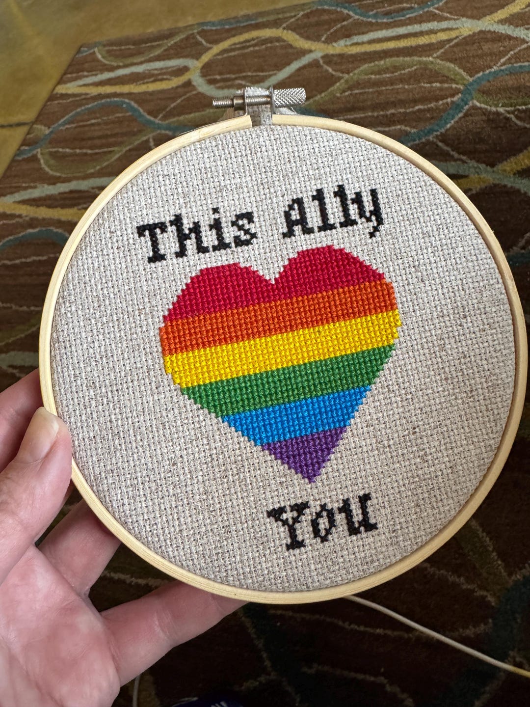 LGBTQ Pride Cross Stitch Pattern for Ally Support - Rainbow Heart ...