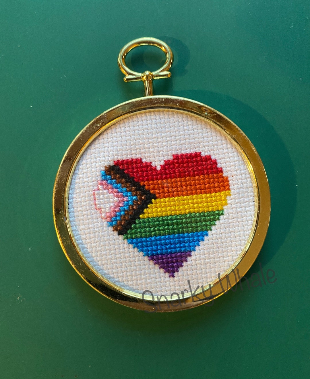 Mini Progress Pride and Rainbow Heart Ornament - Cross Stitch Pattern ...