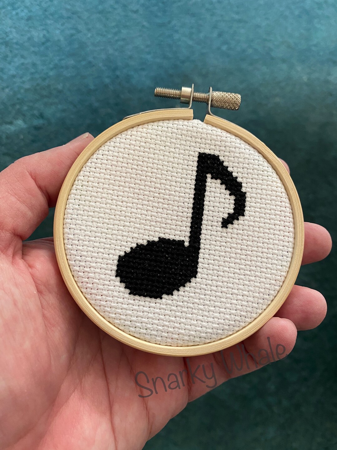 Framed Black Music Note, 8th Note Cross Stitch Ornament, Eighth Note ...