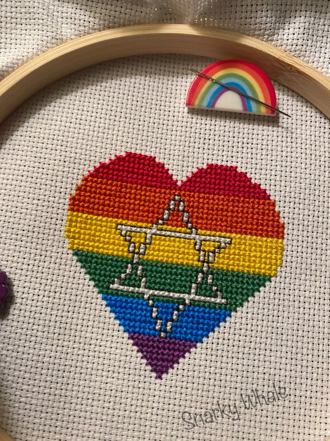Rainbow Heart With Star of David Ornament - Cross Stitch Pattern - Etsy
