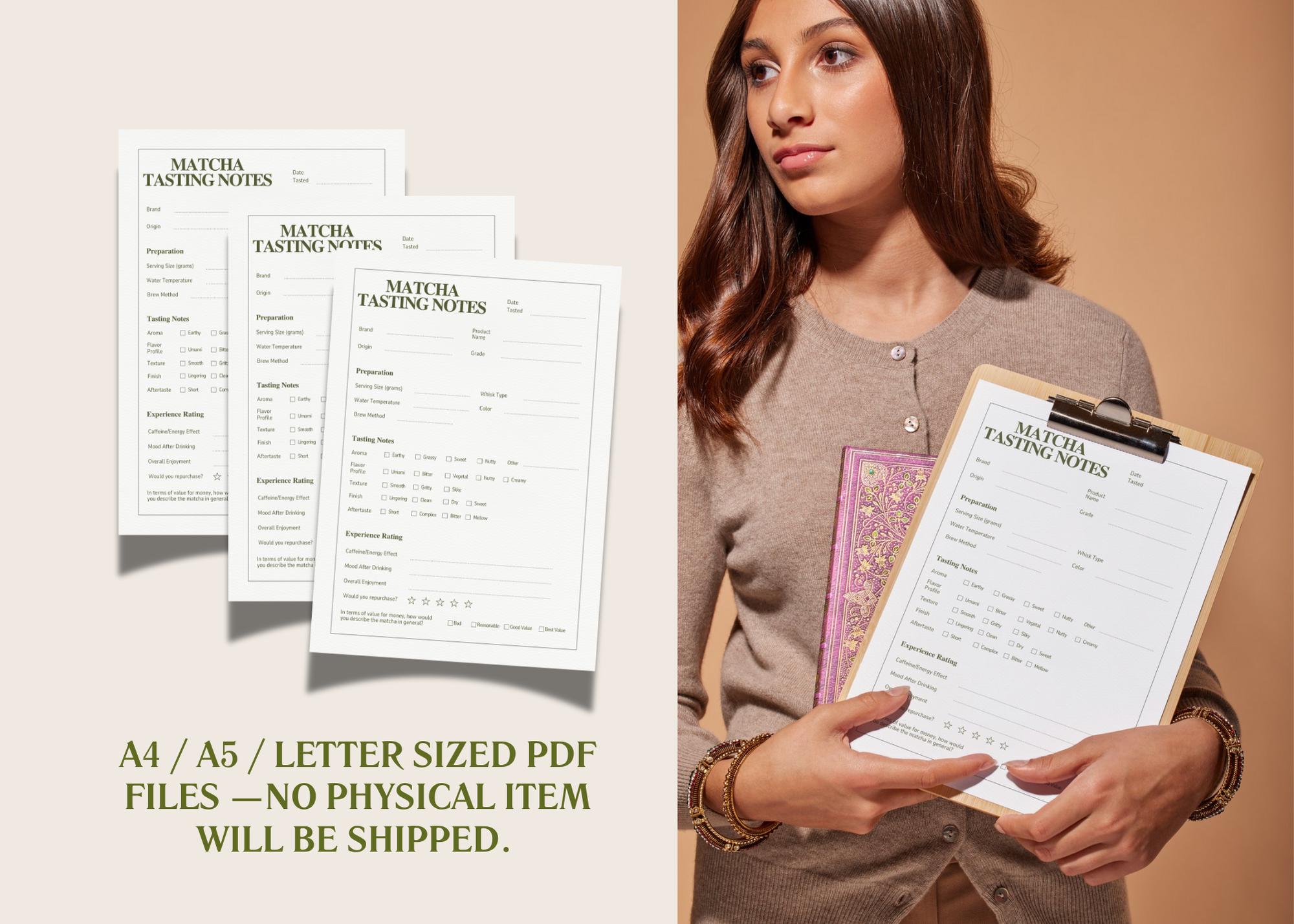 Matcha Tasting Notes Printable | Minimalist Tea Journal | Matcha Event ...