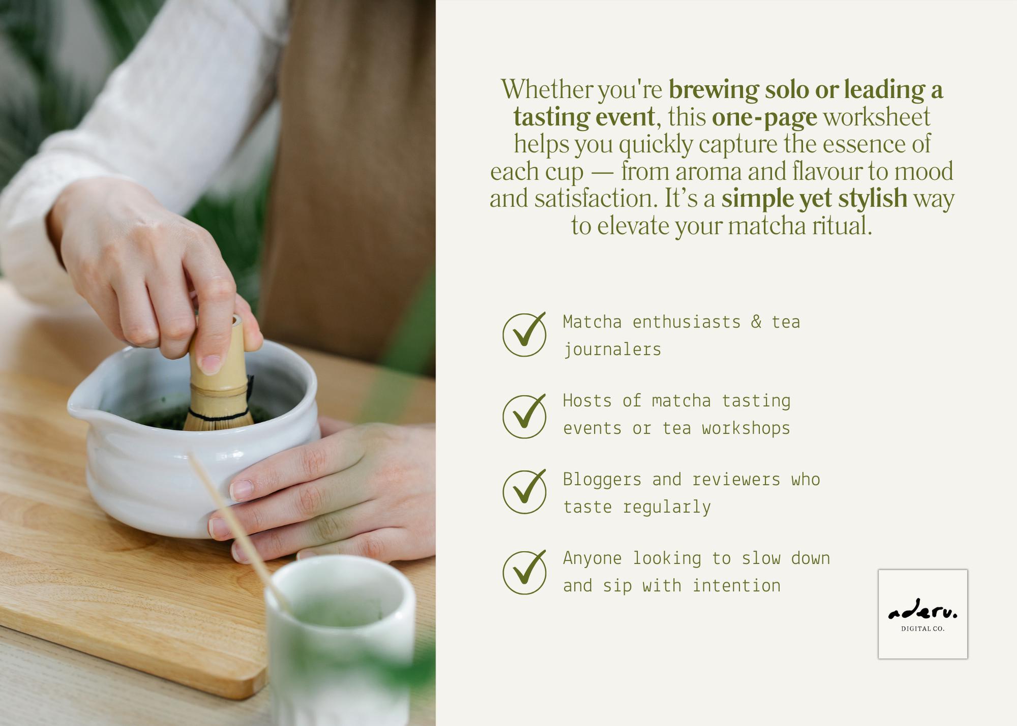 Matcha Tasting Notes Printable | Minimalist Tea Journal | Matcha Event ...