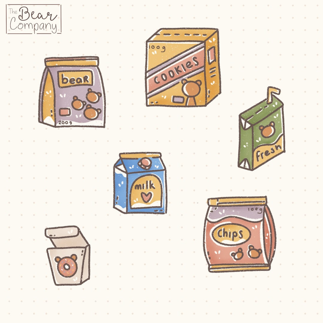 Cute Food Stickers Cute Sticker Pack, Journal Stickers, Planner ...