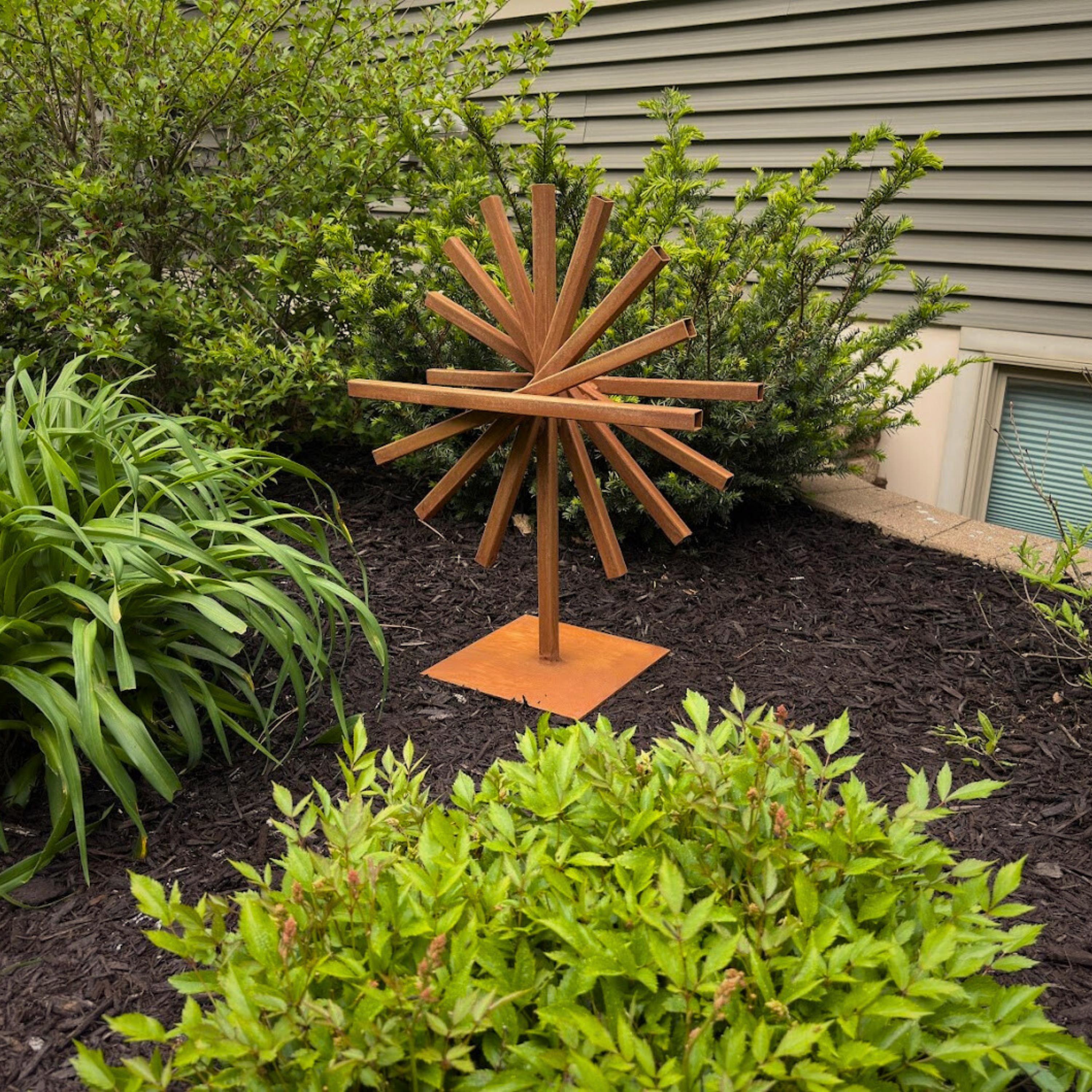 Rustic Metal Outdoor Sculpture – Modern Abstract Garden Art – Weathered ...