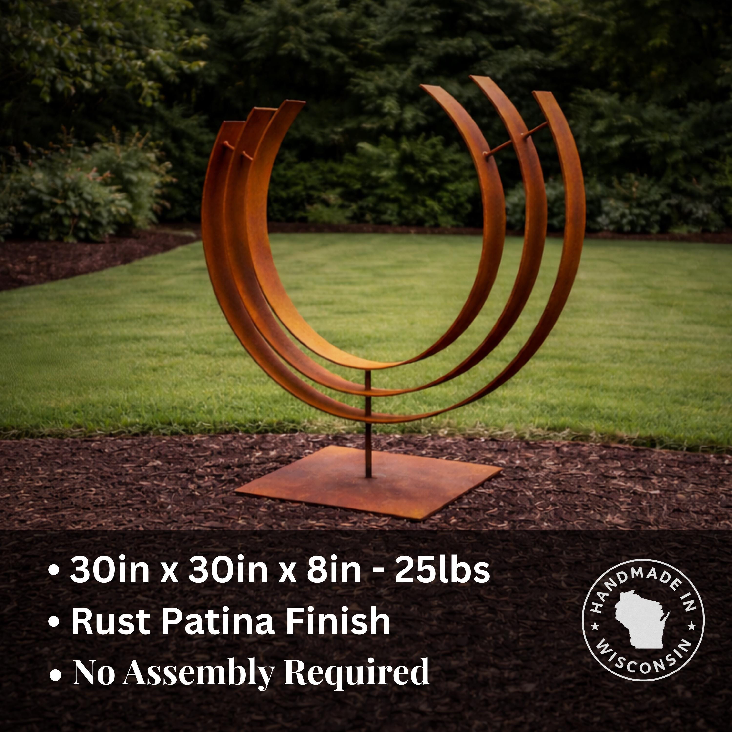 Outdoor Metal Garden Sculpture – 30” Modern Rusted Yard Art, Handmade ...