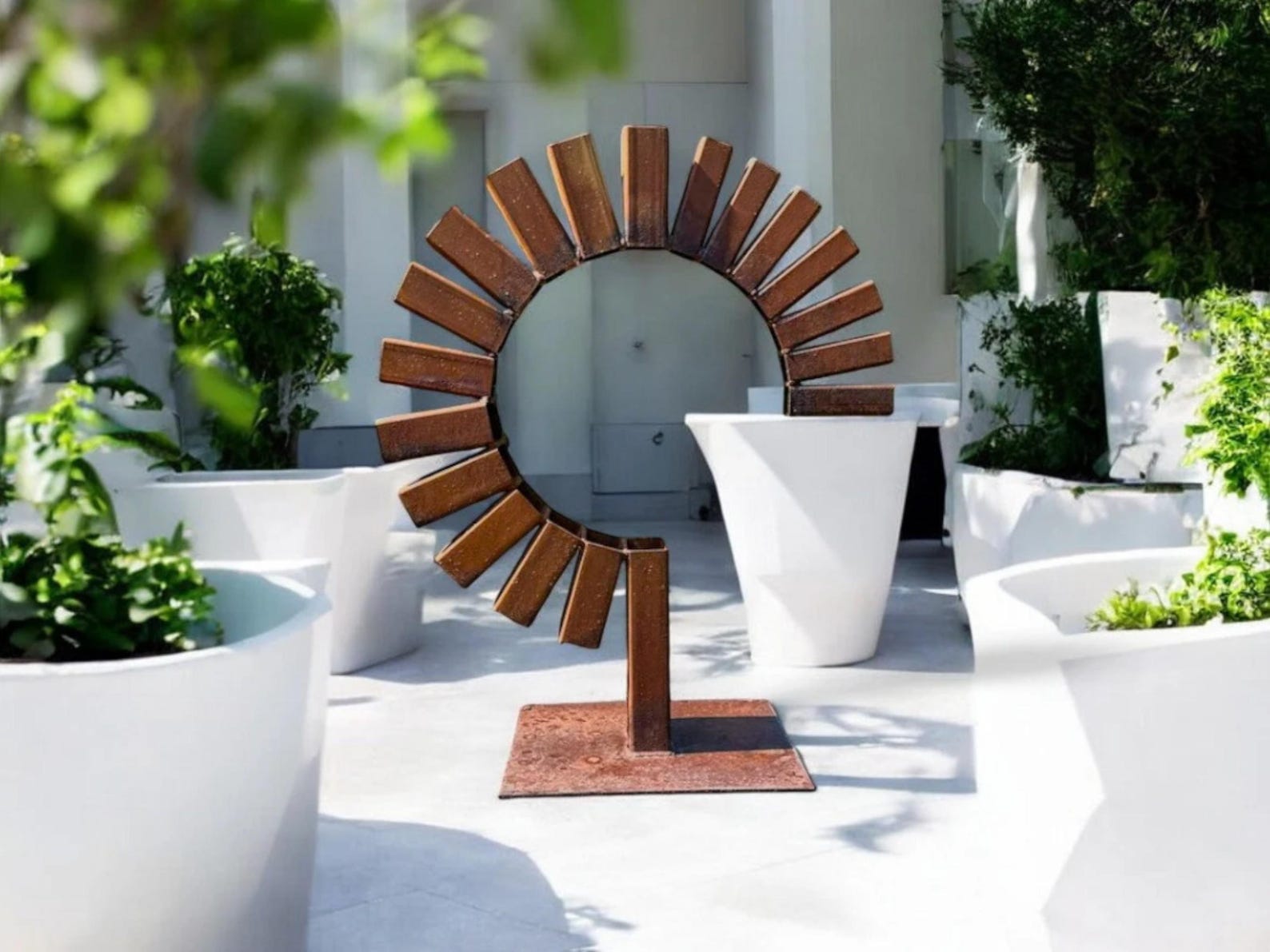 Modern Industrial Metal Sculpture Abstract Spiral Art Contemporary Yard ...