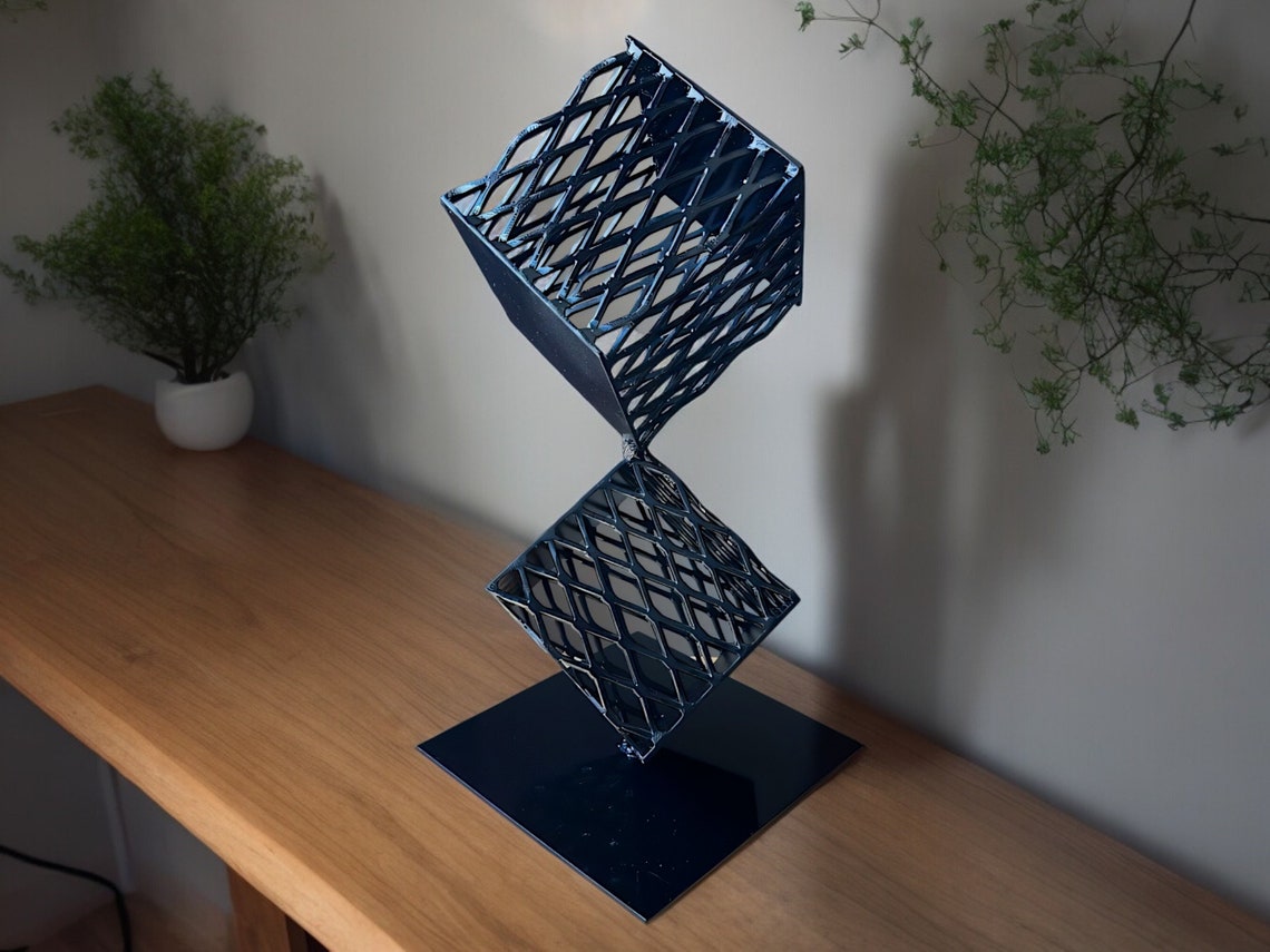 Tabletop Metal Sculpture Modern Geometric Art Contemporary Home Decor ...