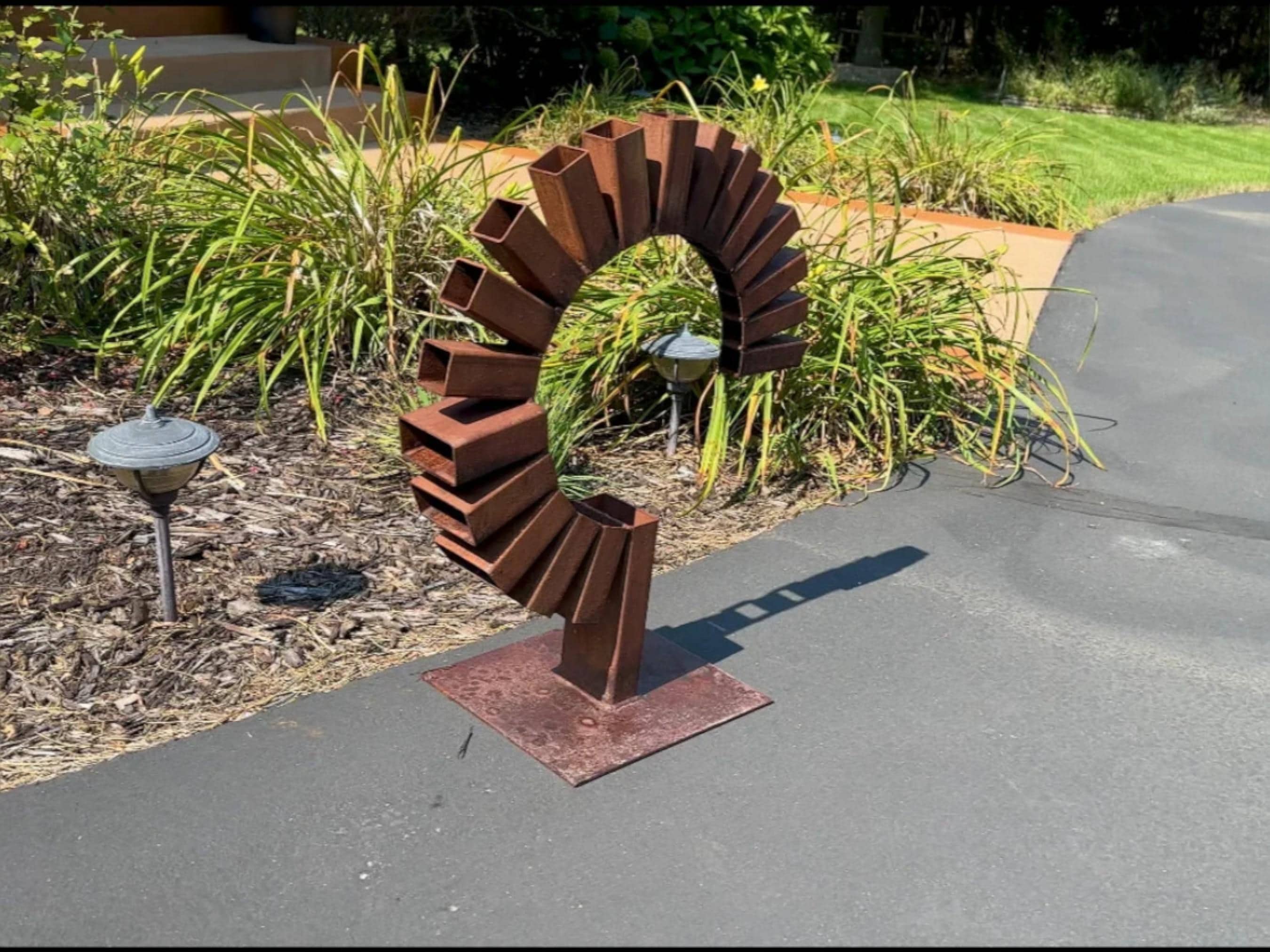 Modern Industrial Metal Sculpture Abstract Spiral Art Contemporary Yard ...