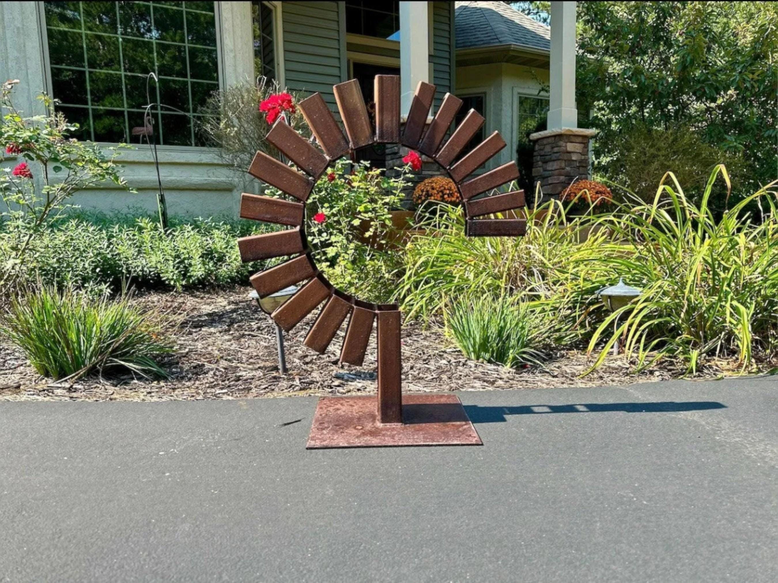 Modern Industrial Metal Sculpture Abstract Spiral Art Contemporary Yard ...