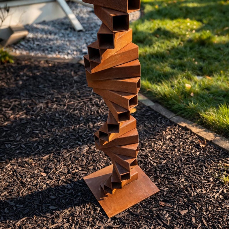 Large Rusted Metal Garden Sculpture – Modern Abstract Steel Yard Art - Etsy