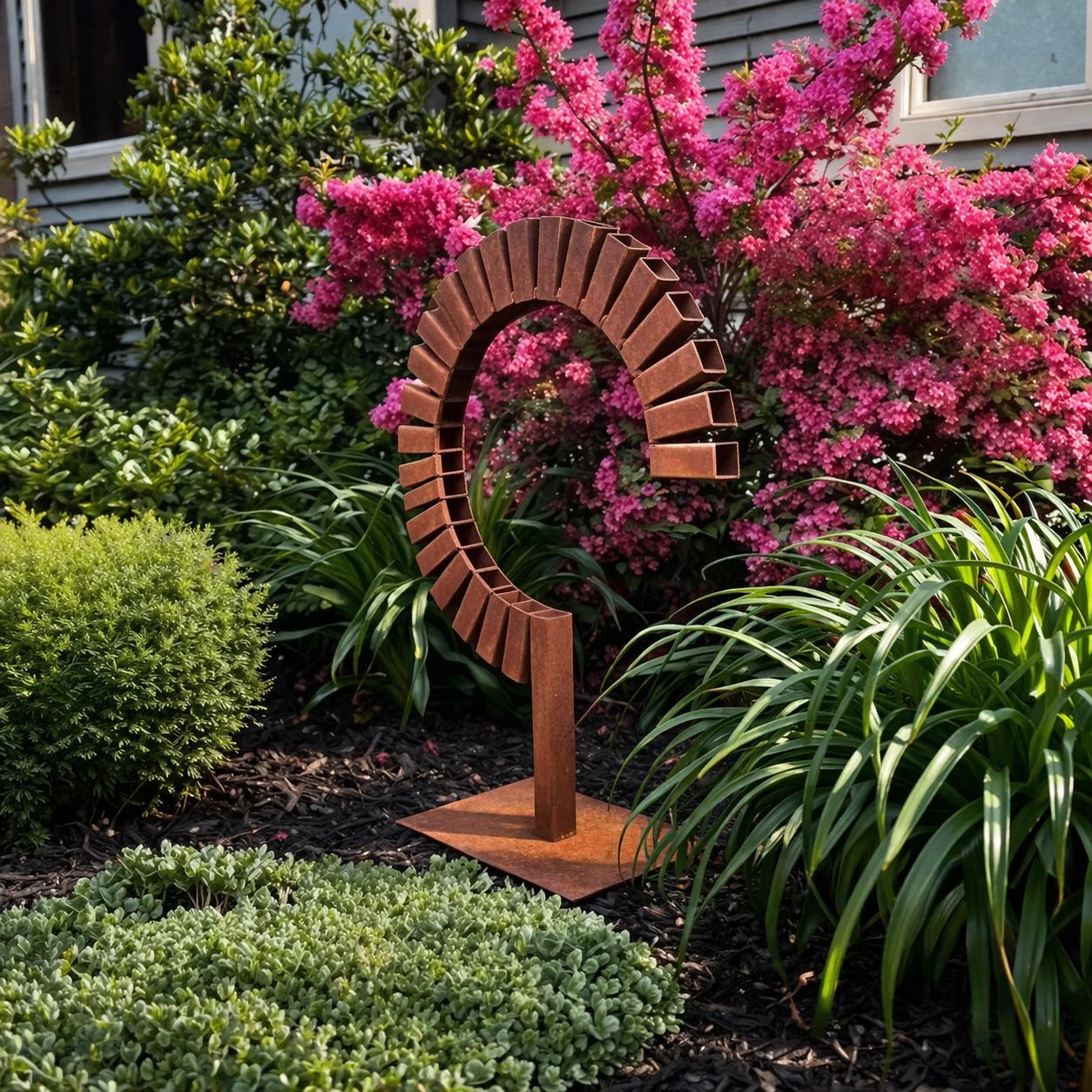 Large Rusted Steel Garden Sculpture – Handmade Outdoor Metal Art ...