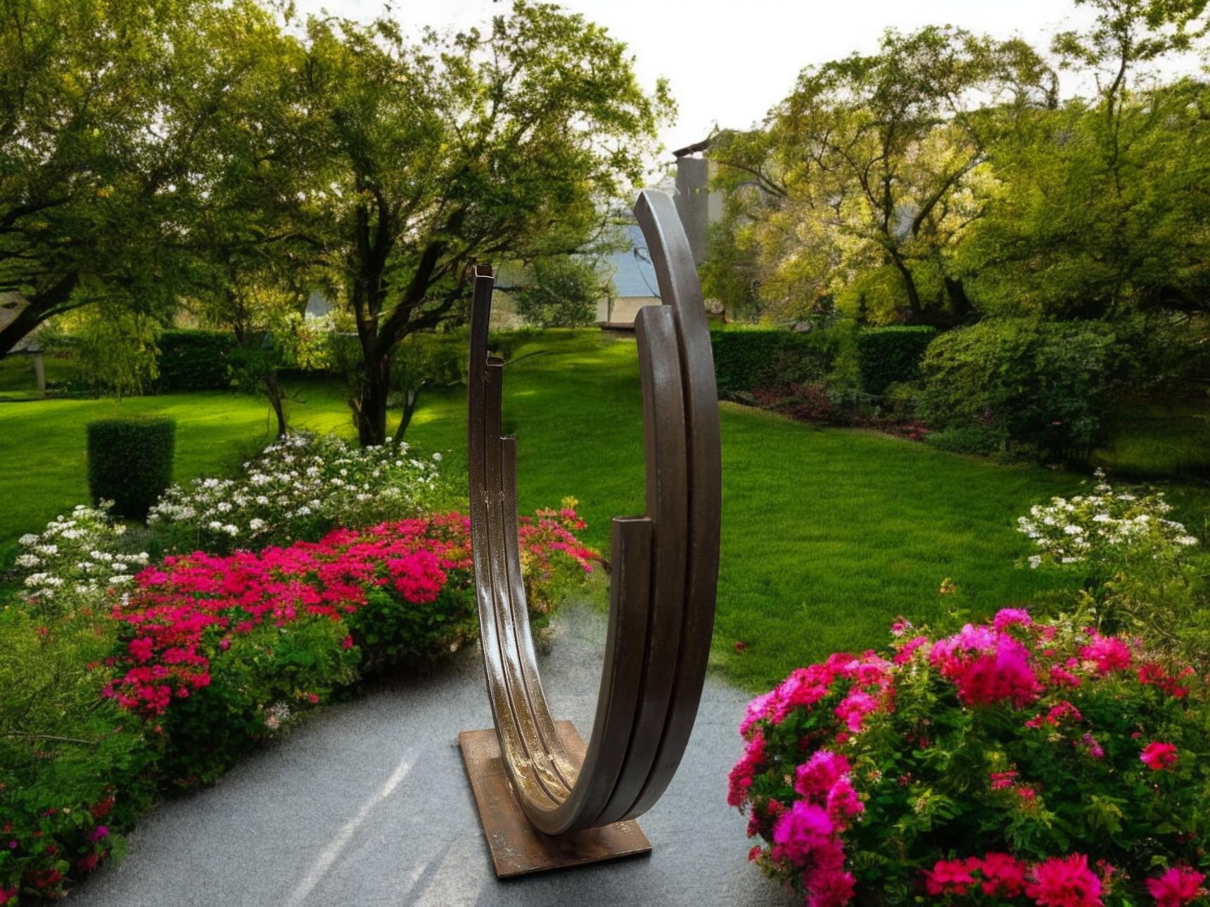 Modern Rusted Steel Garden Sculpture | Outdoor Metal Art for Yard, Lawn ...