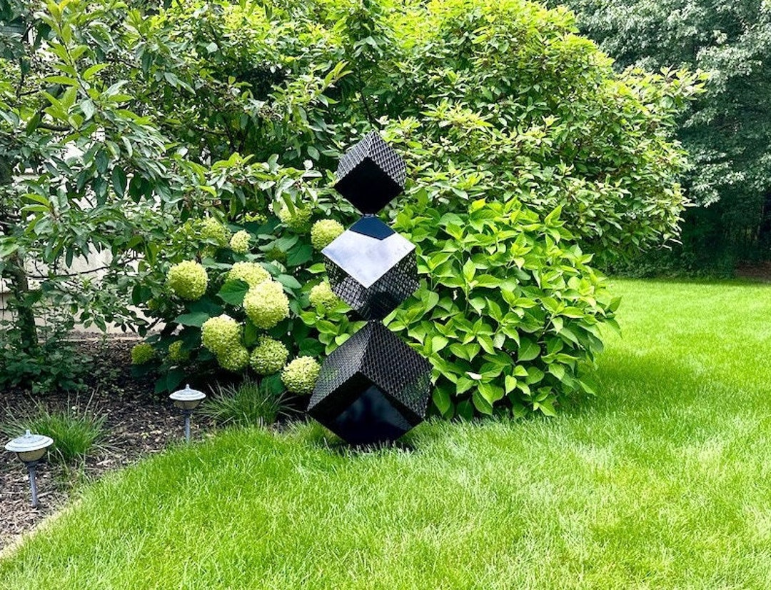 Bold Outdoor Metal Cube Sculpture - Contemporary Abstract Decor ...