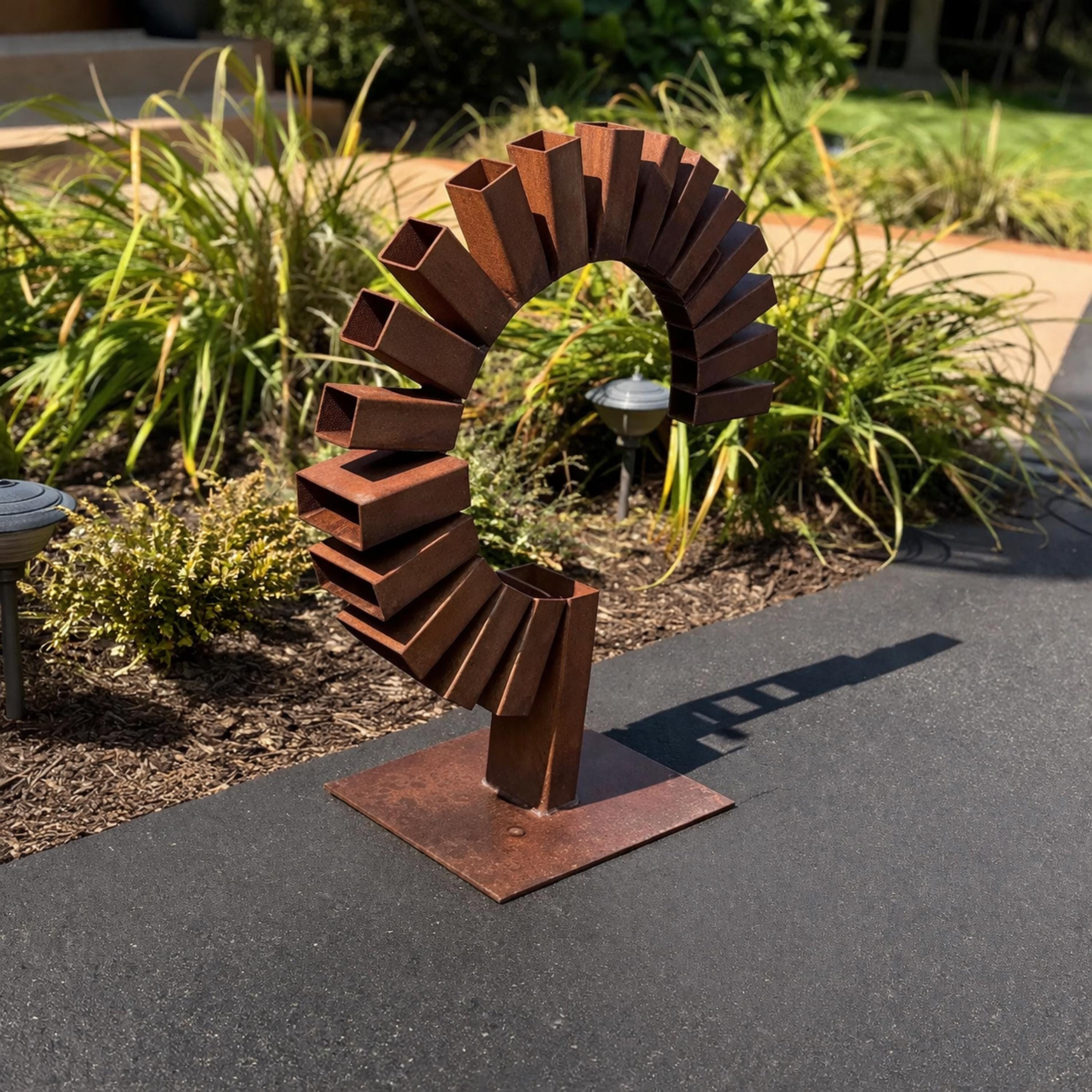 Rusted Metal Garden Sculpture: Modern Abstract Art, Handcrafted Steel ...