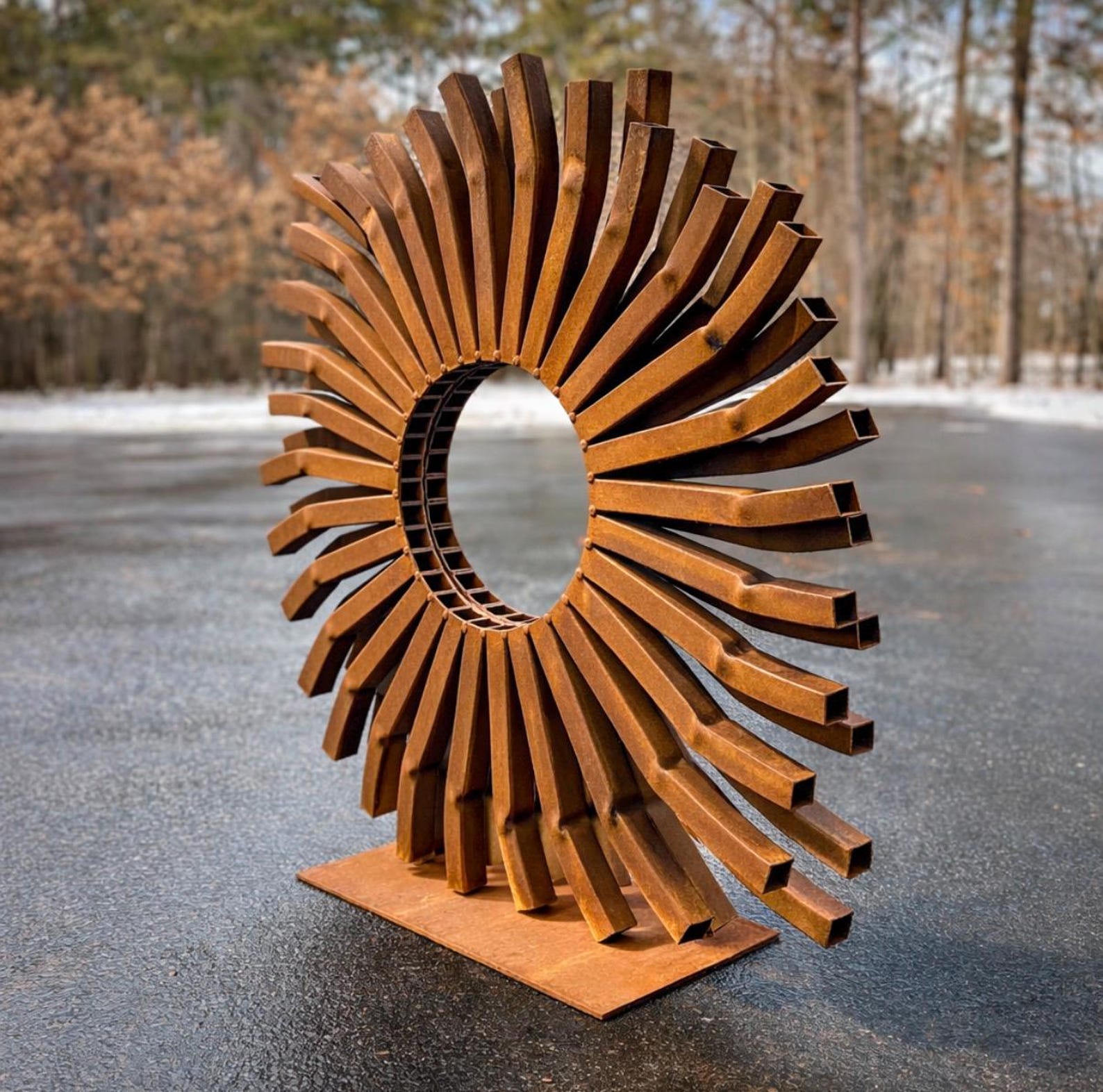 Large Rusted Metal Garden Sculpture, 30 Inch Steel Outdoor Art, Modern ...