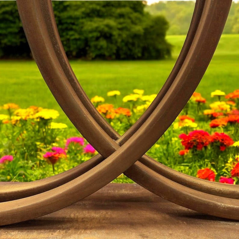 Rustic Metal Garden Sculpture - Curved Outdoor Yard Art - Handcrafted ...
