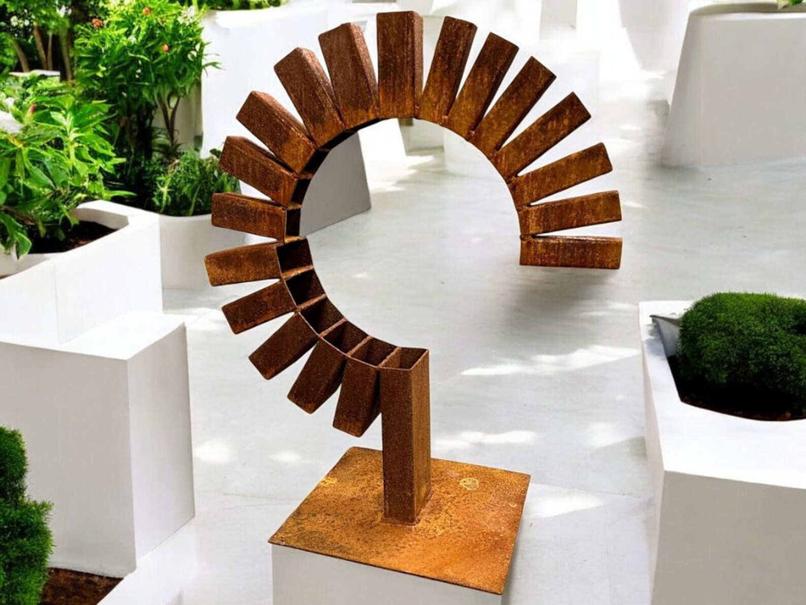 Modern Industrial Metal Sculpture Abstract Spiral Art Contemporary Yard ...