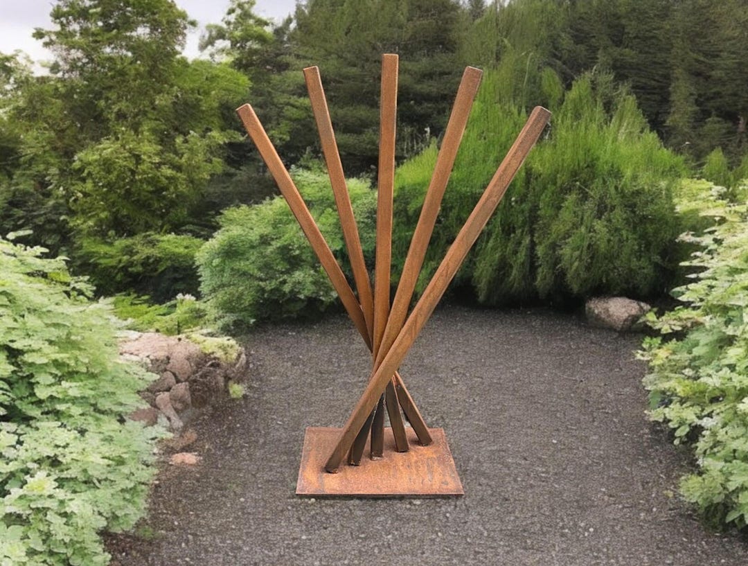 Modern Rusted Metal Sculpture for Garden or Patio | Abstract Outdoor ...