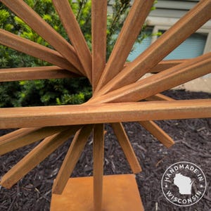 Modern Metal Garden Sculpture - Rusted Steel Yard Art, Abstract Outdoor Decor, Geometric Metal ...