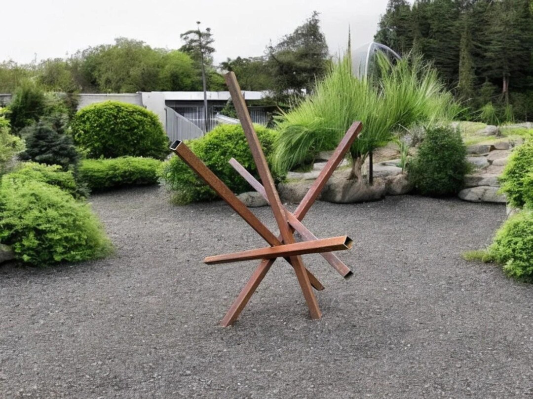 Rusted Metal Garden Sculpture | Rustic Outdoor Art | Abstract Yard ...