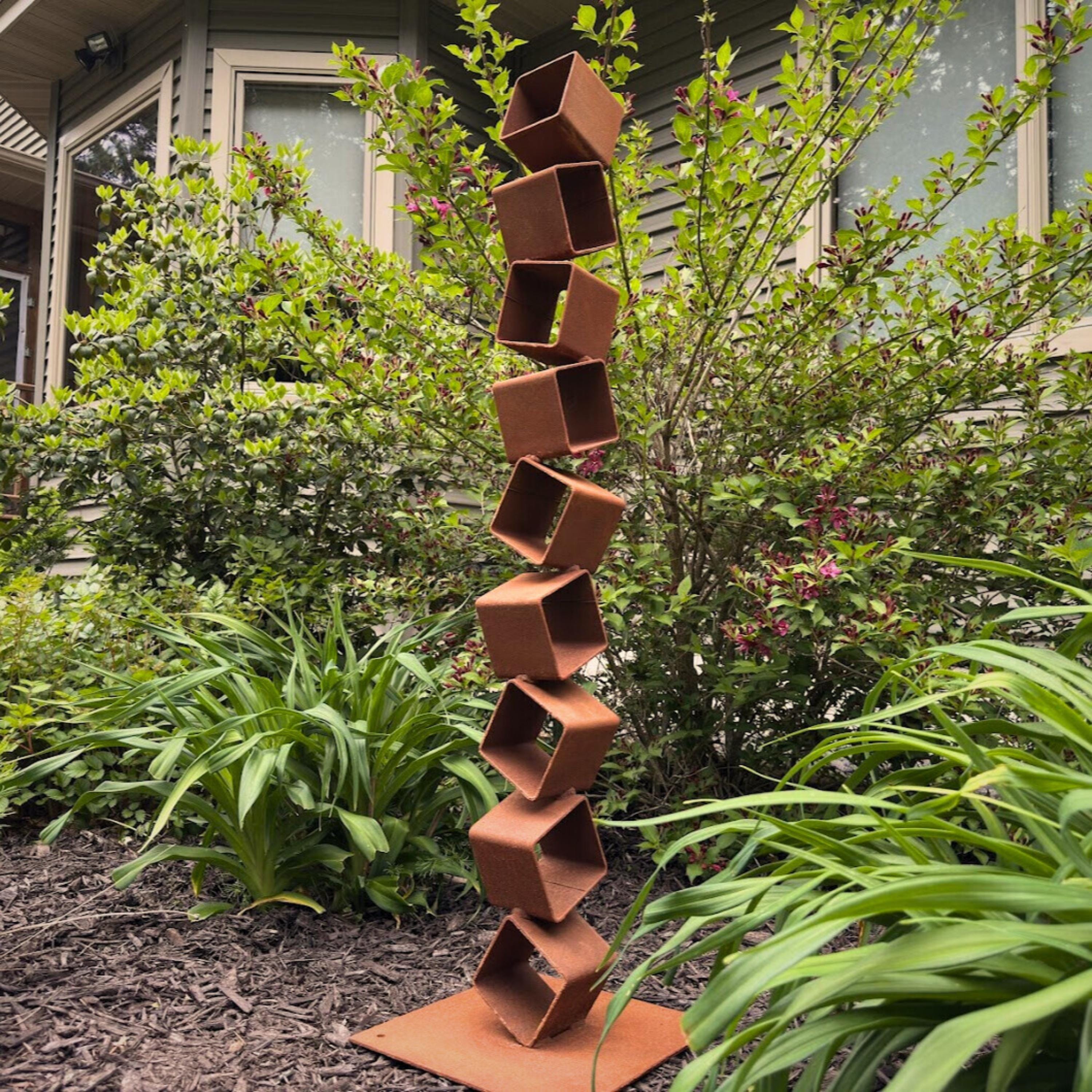 Rusty Outdoor Steel Sculpture – Modern Metal Art for Lawn or Garden ...