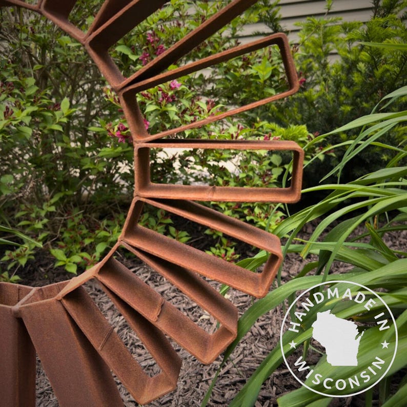 Large Rusted Metal Sculpture – Modern Abstract Garden Art, Weathered ...