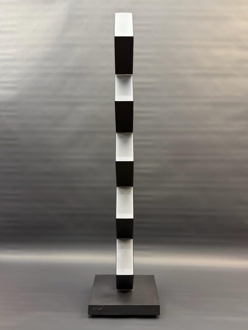 67” Tall Modern Black Metal Sculpture – Architectural Steel Floor Art ...