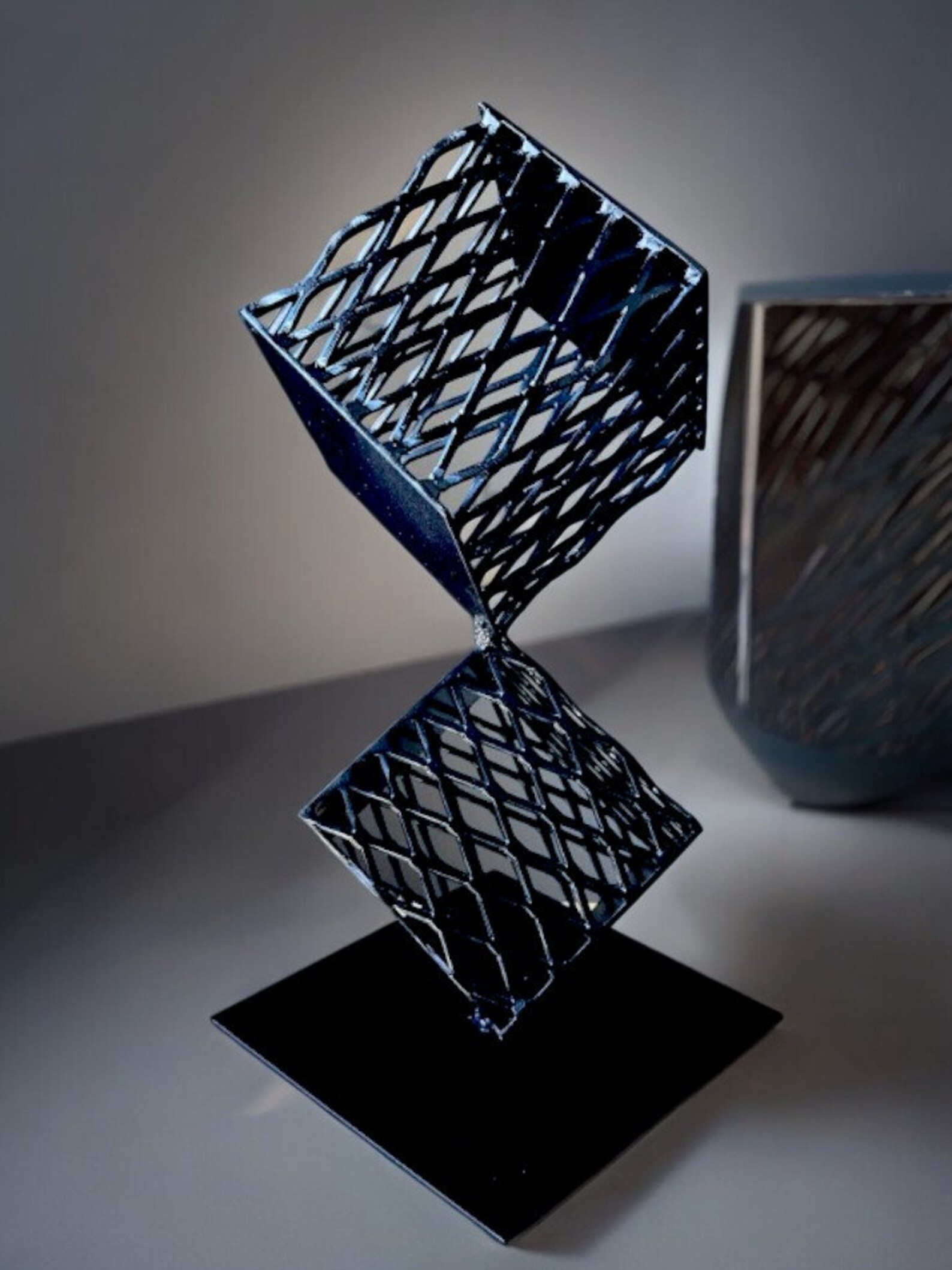Tabletop Metal Sculpture Modern Geometric Art Contemporary Home Decor ...