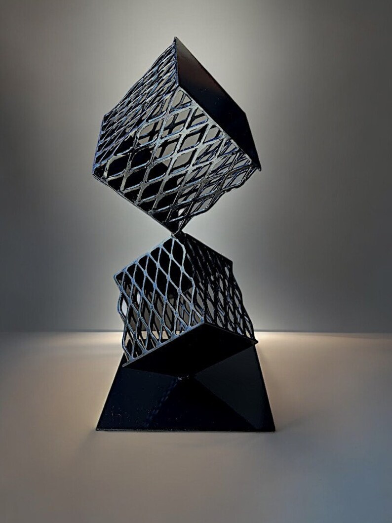 Tabletop Metal Sculpture Modern Geometric Art Contemporary Home Decor ...
