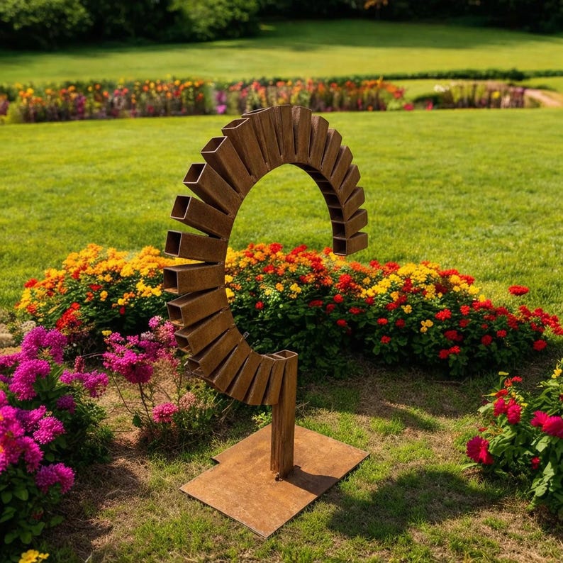 Large Rusted Steel Garden Sculpture – Handmade Outdoor Metal Art ...