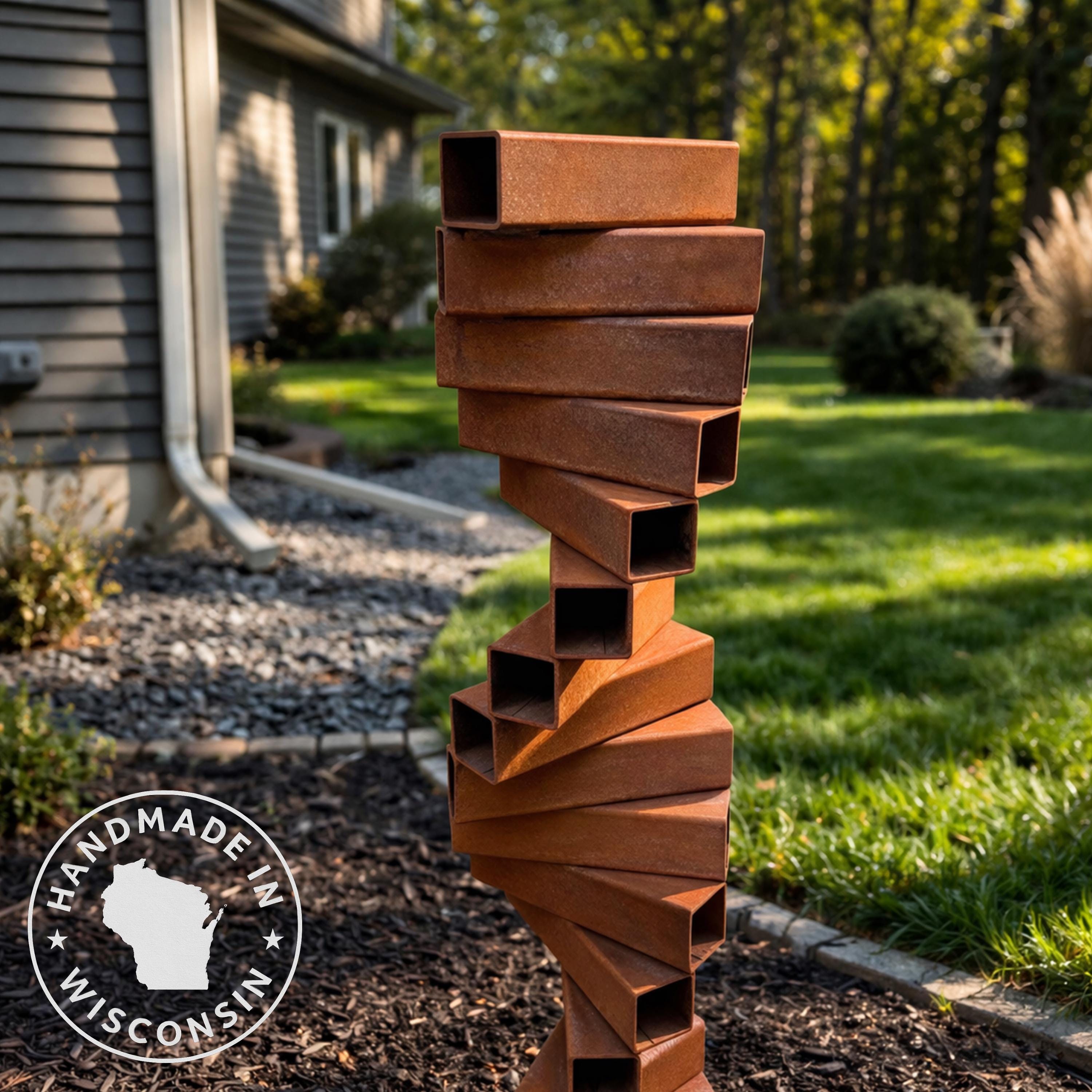 Large Rusted Metal Garden Sculpture – Modern Abstract Steel Yard Art - Etsy