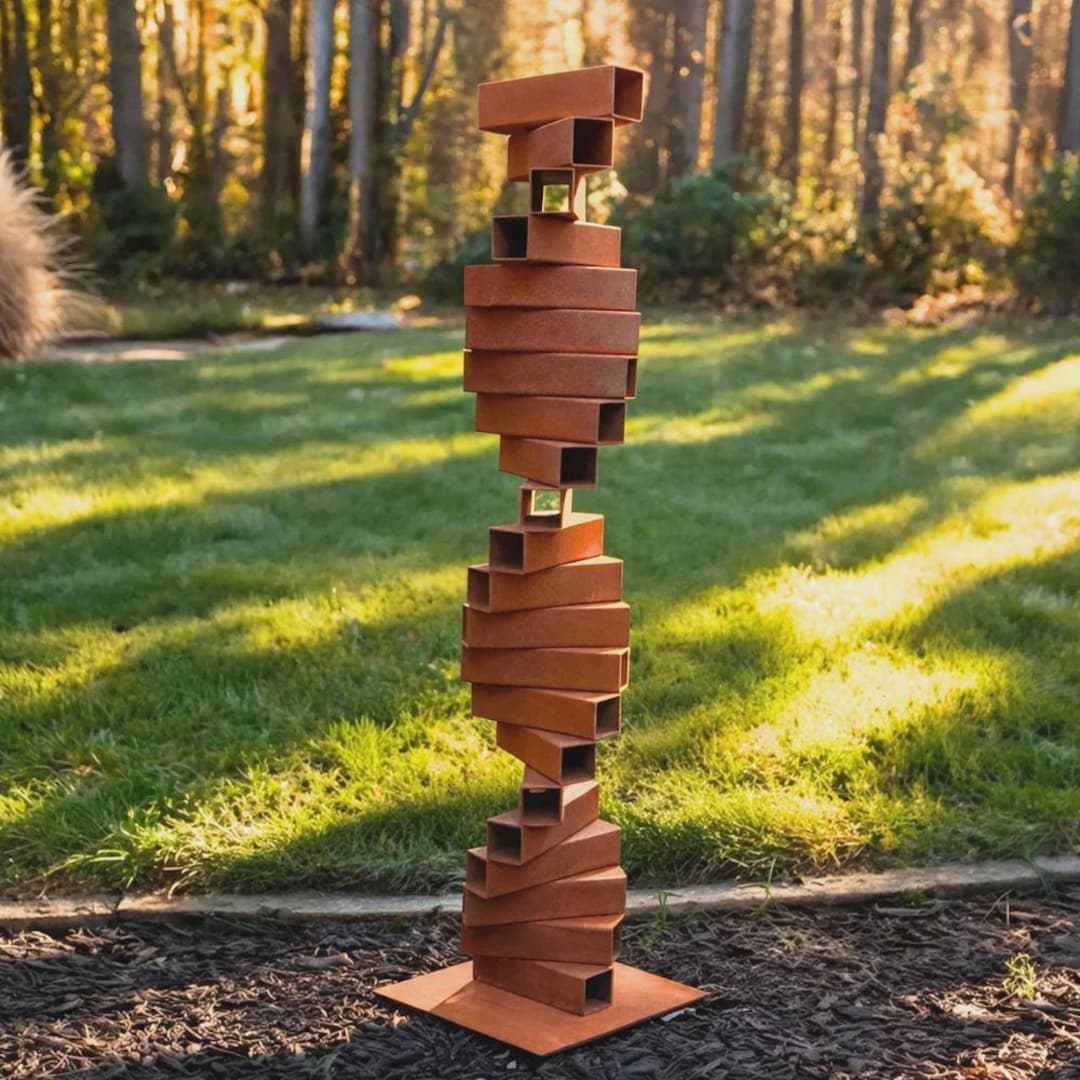 Large Rustic Metal Garden Sculpture – Modern Outdoor Abstract Yard Art ...