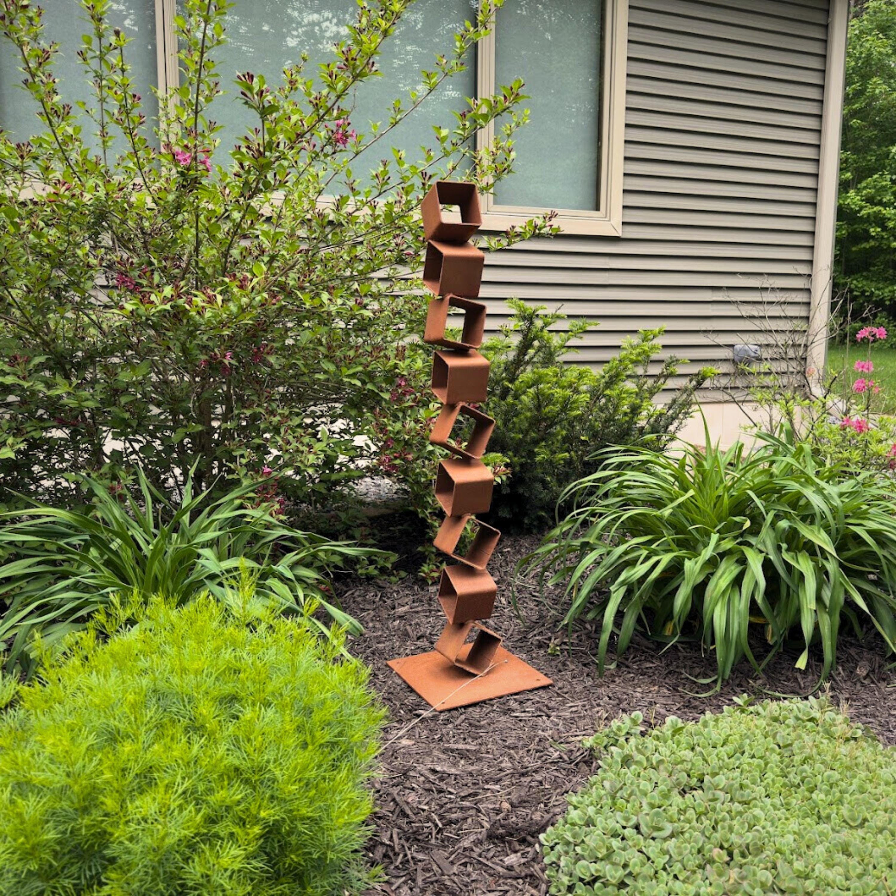 Rusty Outdoor Steel Sculpture – Modern Metal Art for Lawn or Garden ...