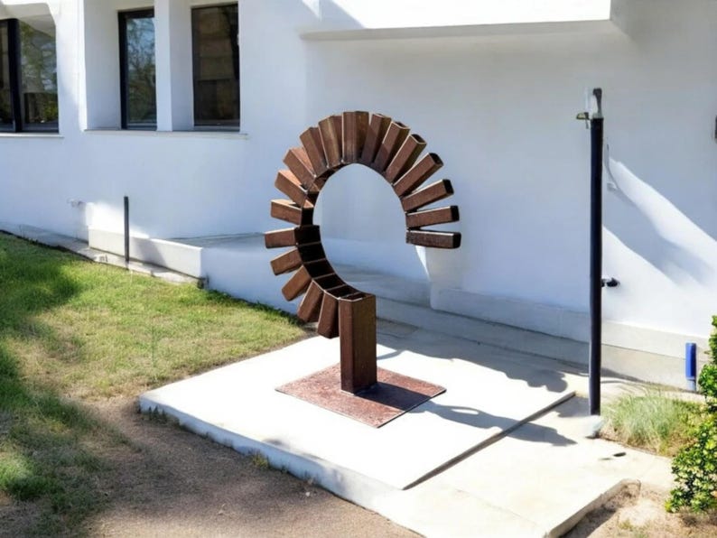 Modern Industrial Metal Sculpture Abstract Spiral Art Contemporary Yard ...