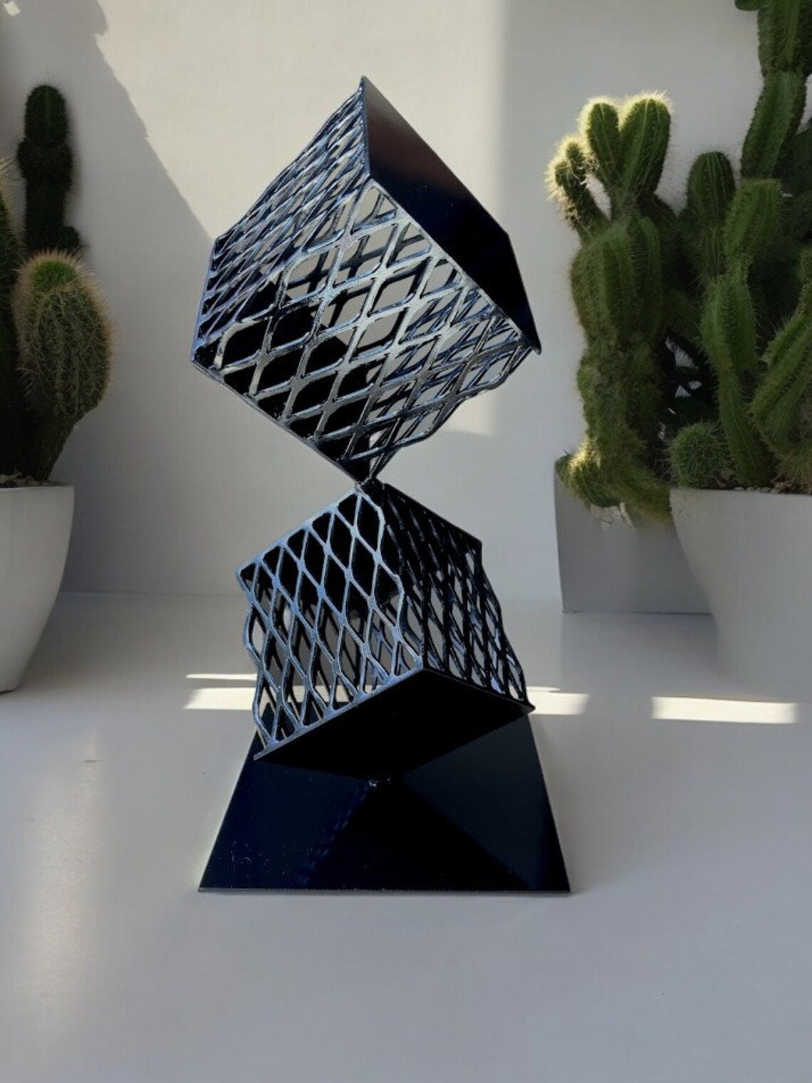 Tabletop Metal Sculpture Modern Geometric Art Contemporary Home Decor ...