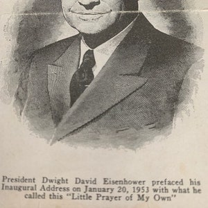 1953 Prayer of President Dwight D Eisenhower Before His Inaugural ...