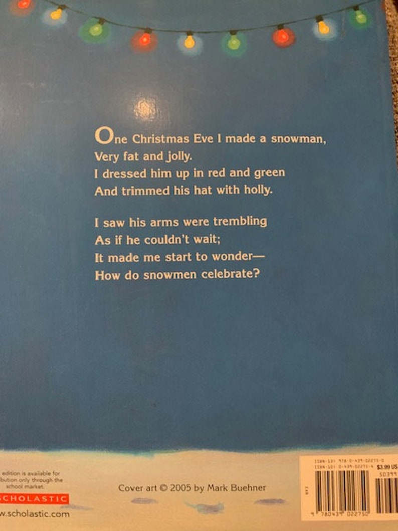 Snowmen at Christmas, Children's Softcover Book, Caralyn Buehner - Etsy