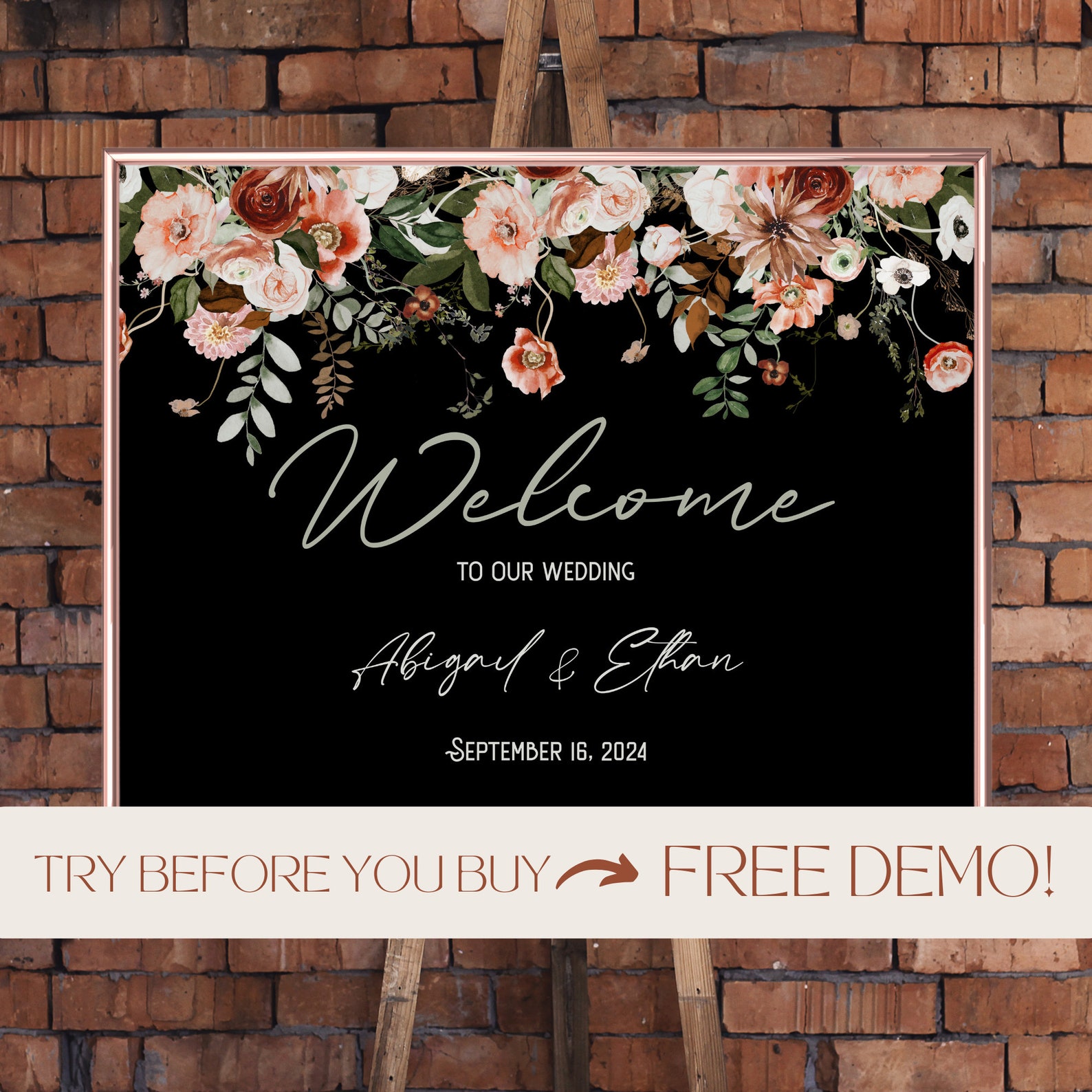 Moody Floral Welcome Sign - INSTANT DOWNLOAD - Editable, Printable ...