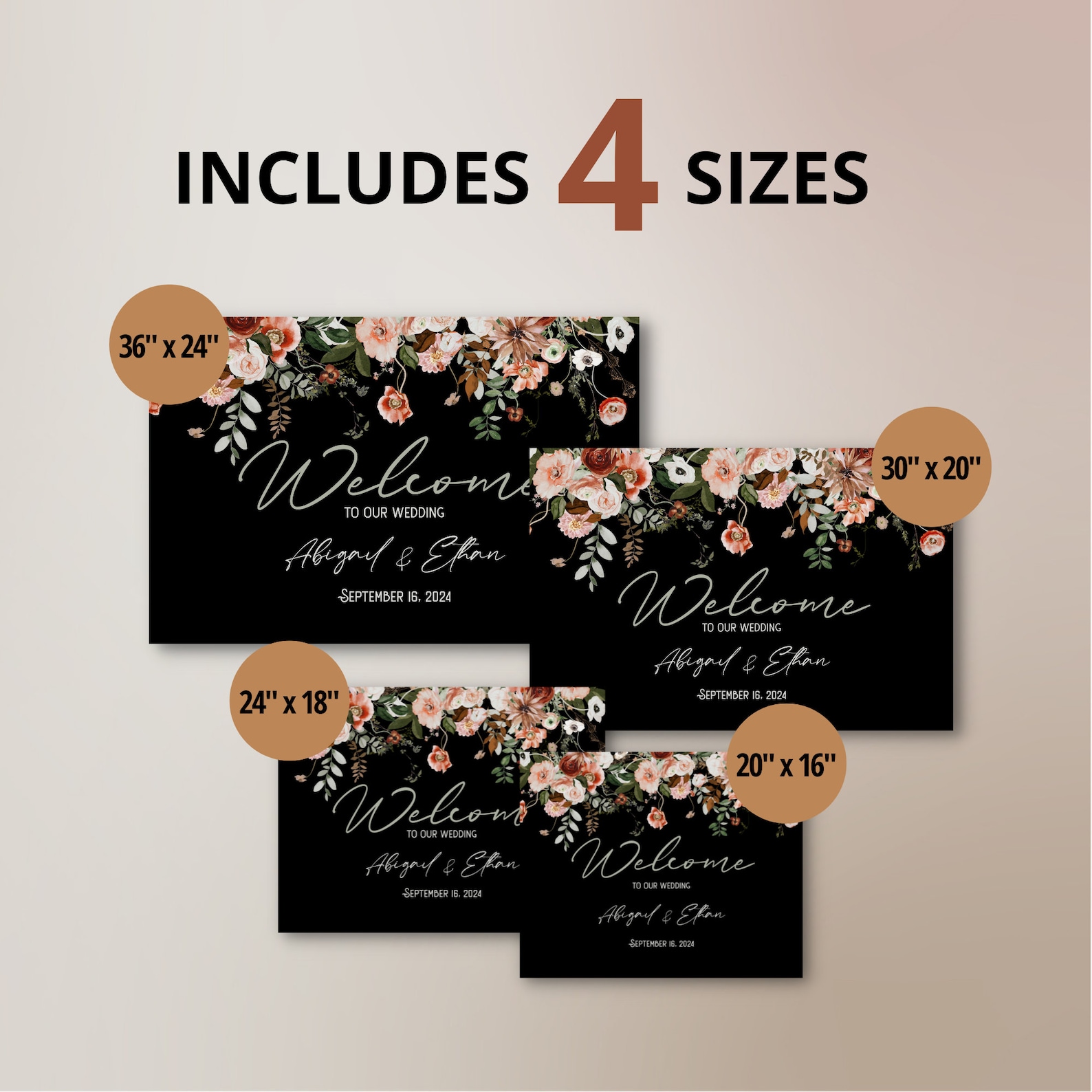 Moody Floral Welcome Sign - INSTANT DOWNLOAD - Editable, Printable ...