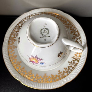 Rare Vintage Porcelain Tea Pair Chodziez 1924-50 Porcelain Gilding Set of 2 Includes Tea Cup and ...