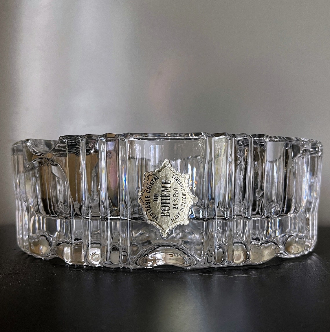 Beautiful Vintage Ashtray Made of Heavy Crystal Glass, Bohemia LEAD ...