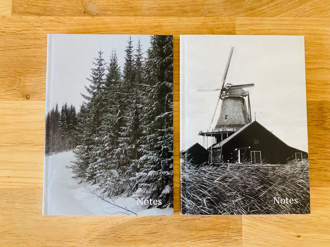 Set of 2 A6 Landscape Notebooks in Black and White Tones - Etsy
