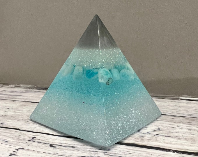 Small Resin Pyramid | Layered Pyramid | Blue Pyramid | Resin Pyramid ...